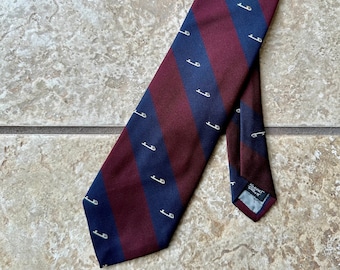 Vintage LANDS END Red & Navy Blue Regimental Striped Silk Repp Tie Ivy League Trad - Etsy