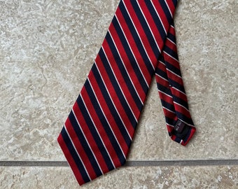 Vintage Red & Navy Blue Regimental Striped Silk Repp Tie Ivy League Trad - Etsy