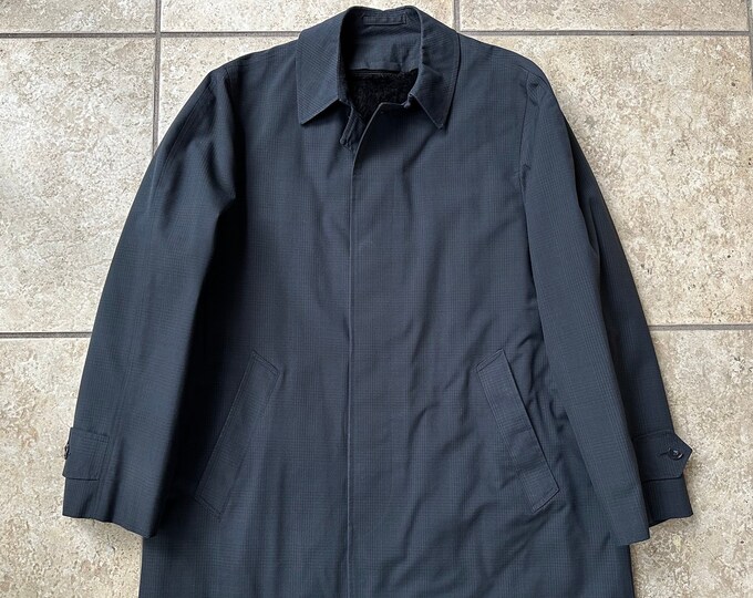 1960s SEARS Dark Blue Plaid Poplin Sack Raincoat W/ Removable Lining ...
