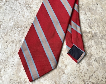 Vintage Red & Navy Blue Regimental Striped Silk Repp Tie | Ivy League Trad - Etsy