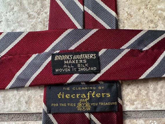1960s BROOKS BROTHERS Red Regimental Striped Silk Rep… - Gem