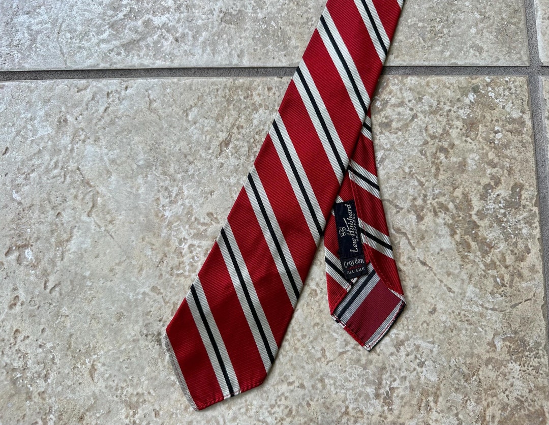 1950s Red Regimental Striped Silk Repp Tie | CROYDON Untipped Ivy League Trad - Etsy