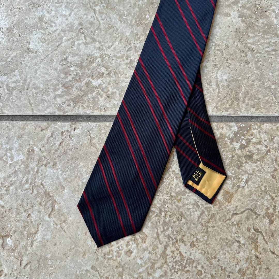 1960s Navy Blue & Red Regimental Striped Silk Repp Tie | JACOBSON’S Ivy League Trad - Etsy