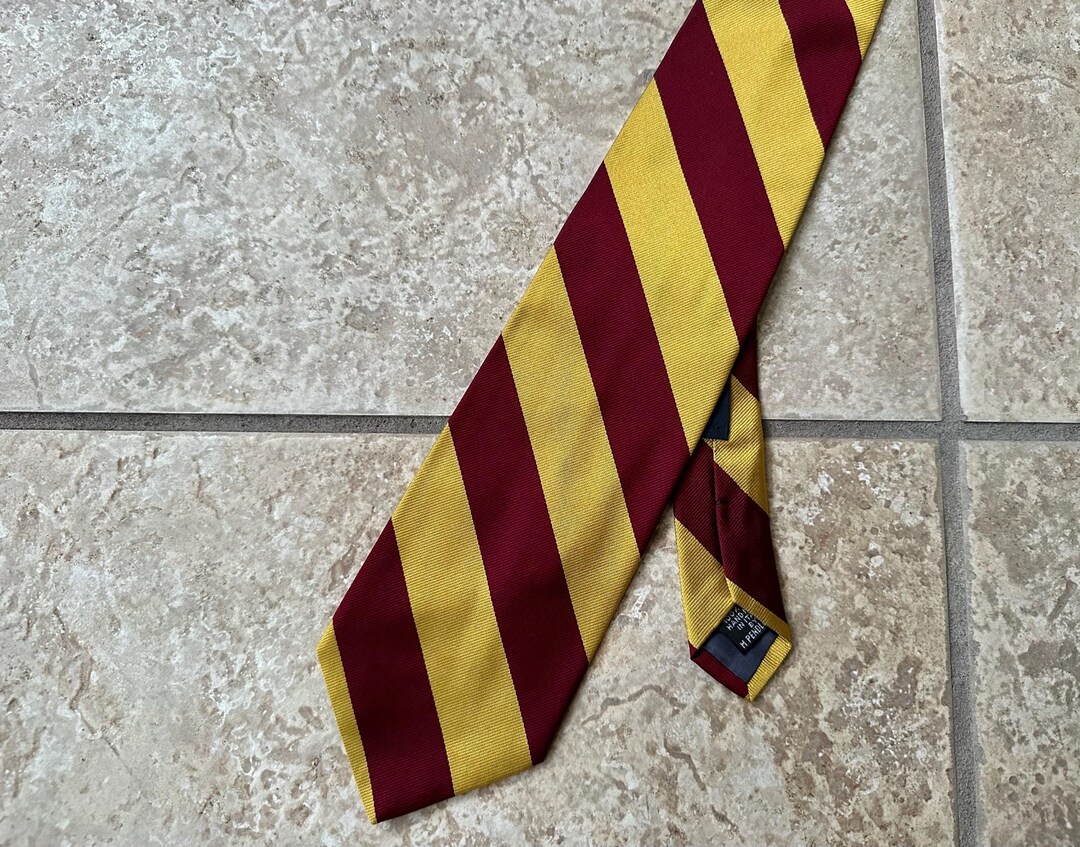 Vintage Red & Gold Regimental Block Striped Silk Repp Tie | Ivy League ...