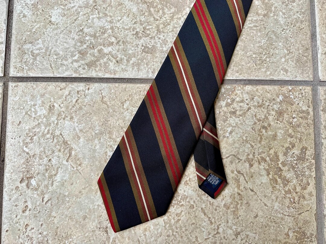 Vintage Olive Green & Red Regimental Striped Silk Repp Tie | LANDS END Ivy League Trad - Etsy