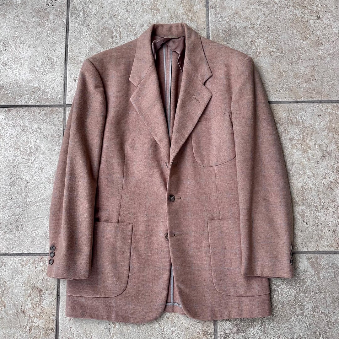 1950s Beige & Blue Windowpane Tweed Sport Coat | 39 40 Regular | 3 ...