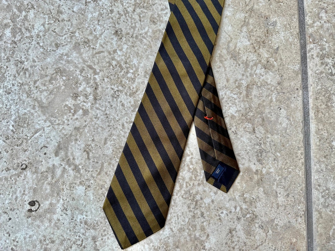 Vintage J.CREW Brown & Black Regimental Striped Silk Repp Tie Ivy League Trad - Etsy