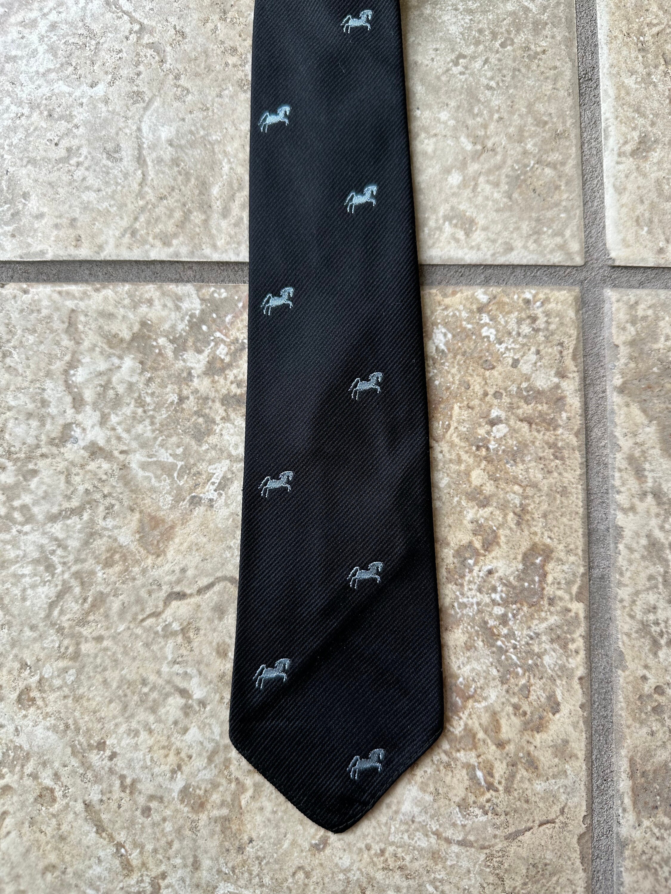 1960s Black & Blue Emblematic Silk Repp Tie | Ivy League Trad Untipped ...