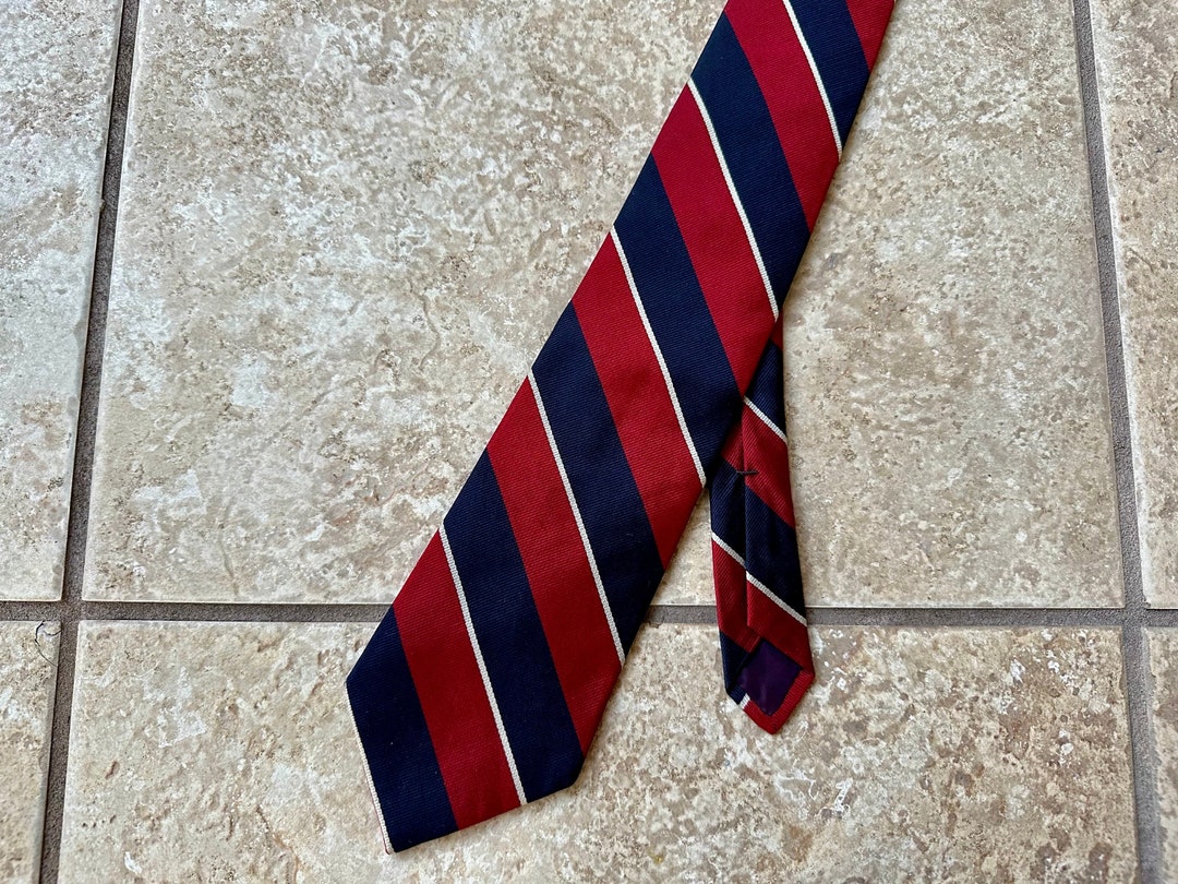 Vintage Red & Navy Blue Regimental Striped Silk Repp Tie Ivy League Trad - Etsy