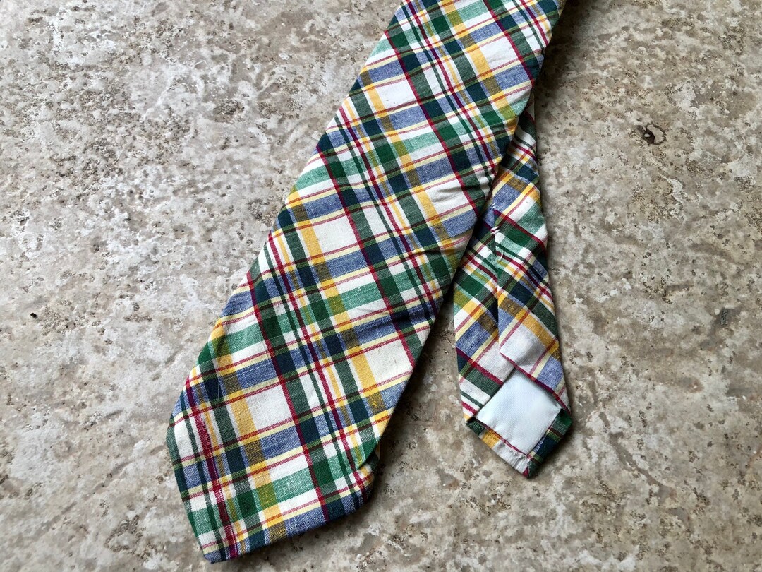 Vintage Madras Cotton Plaid Tie | the Gentry Ivy League Trad Summer - Etsy