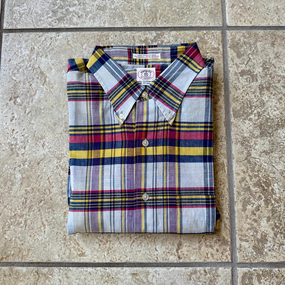Deadstock 1960s Plaid Bleeding Madras Button Down Shirt | Large ...