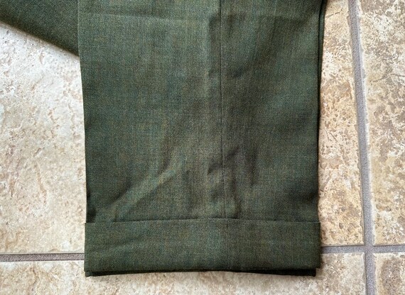 1960s Green Worsted Wool Trousers | 34 x 28 | Ivy Lea… - Gem