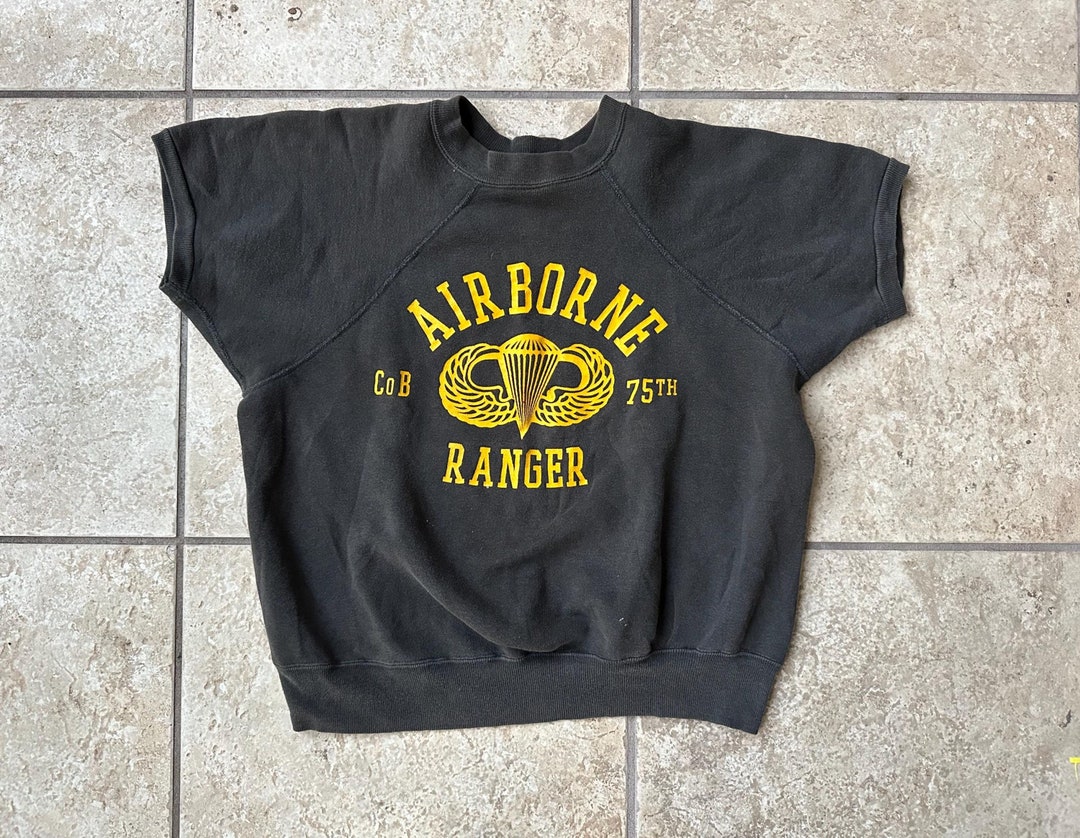 1960s ARMY RANGERS Dark Gray Cotton Crewneck Sweatshirt | Small ...