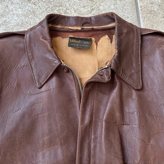 1940s MONTGOMERY WARD Brown A-2 Style Leather Jacket … - Gem