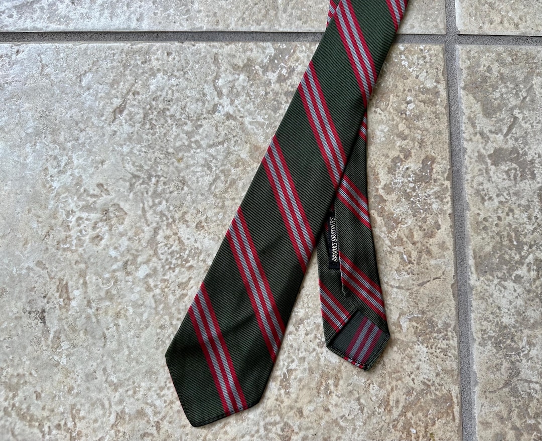 1960s BROOKS BROTHERS Green & Red Regimental Striped Silk Repp Tie Untipped Ivy League Trad - Etsy