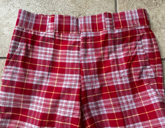 1970s BROOKS BROTHERS Red Plaid Bleeding Madras Cotto… - Gem