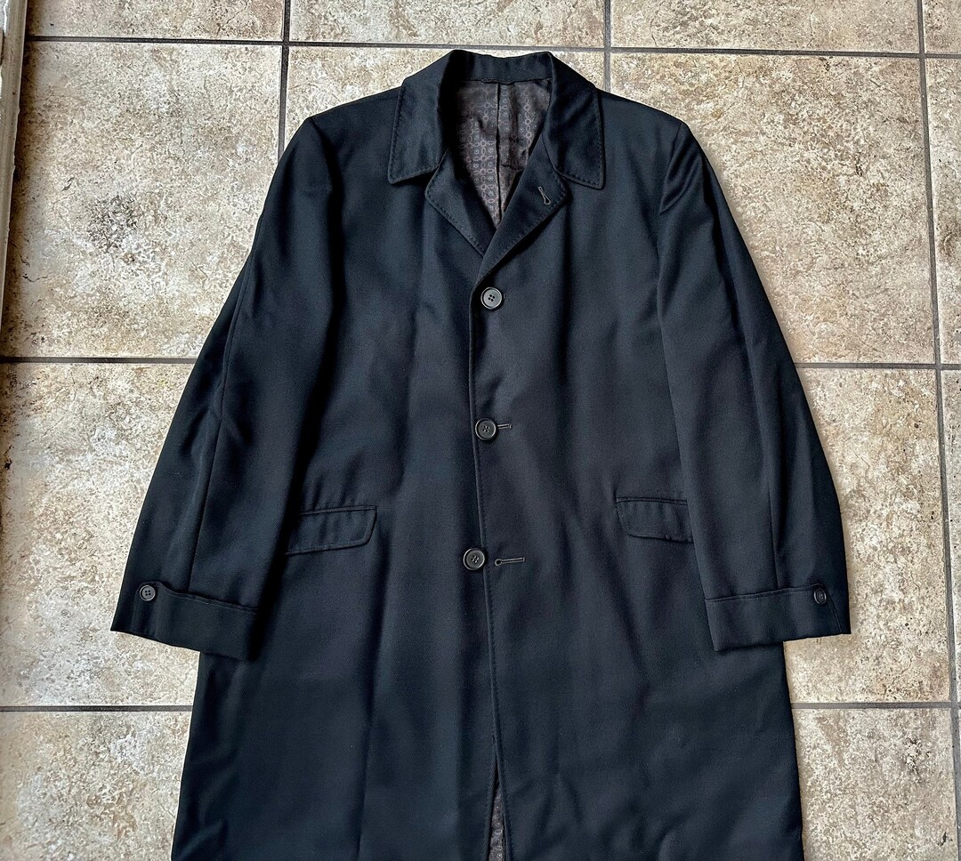 1960s Black Cavalry Twill Wool Sack Overcoat | 42 44 Regular | Raglan ...
