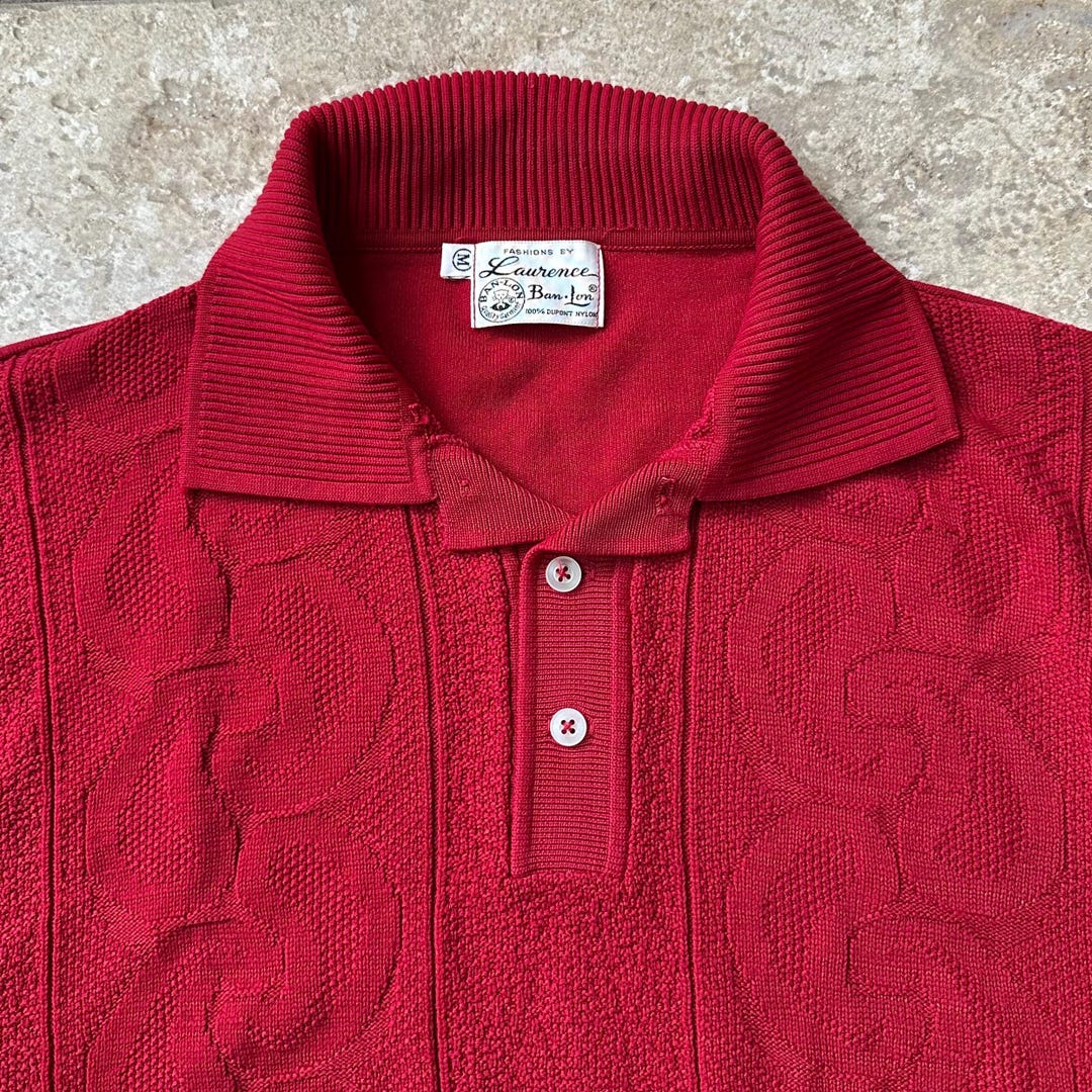 1960s Red Knit Ban Lon Short-sleeve Pullover Shirt | Medium | LAURENCE ...