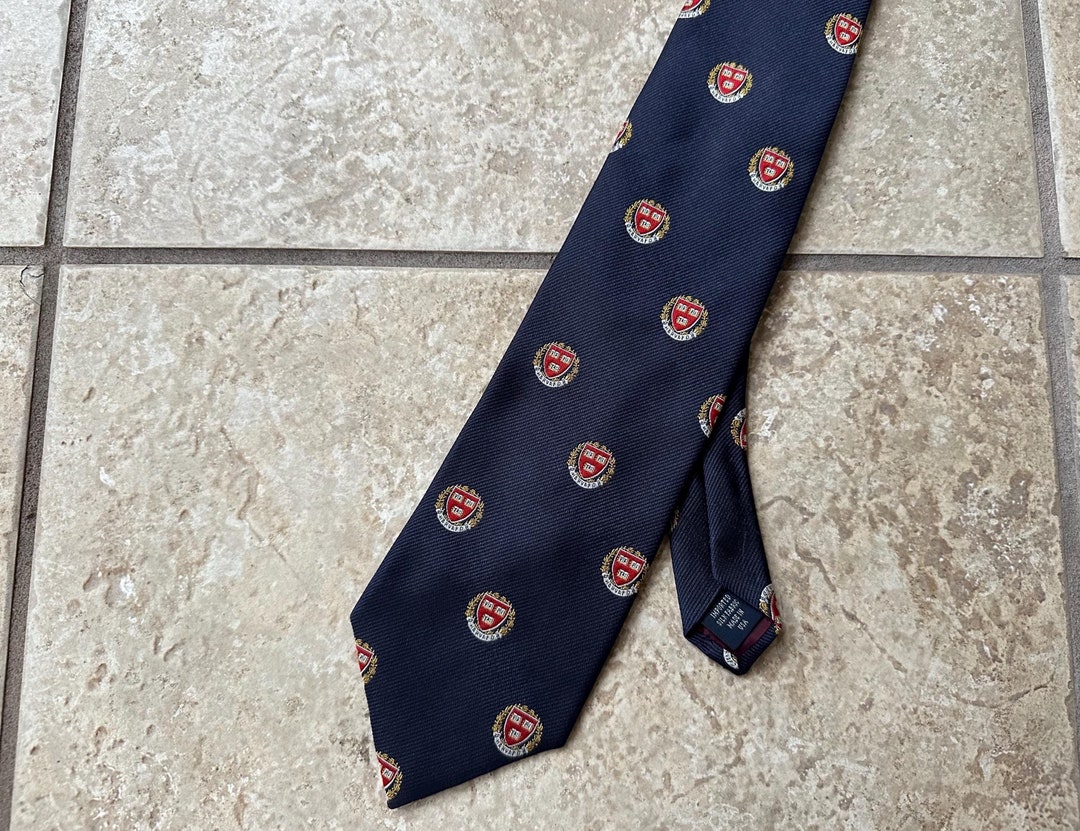 Vintage Navy Blue Harvard Emblematic Silk Repp Tie Coat of Arms Ivy ...