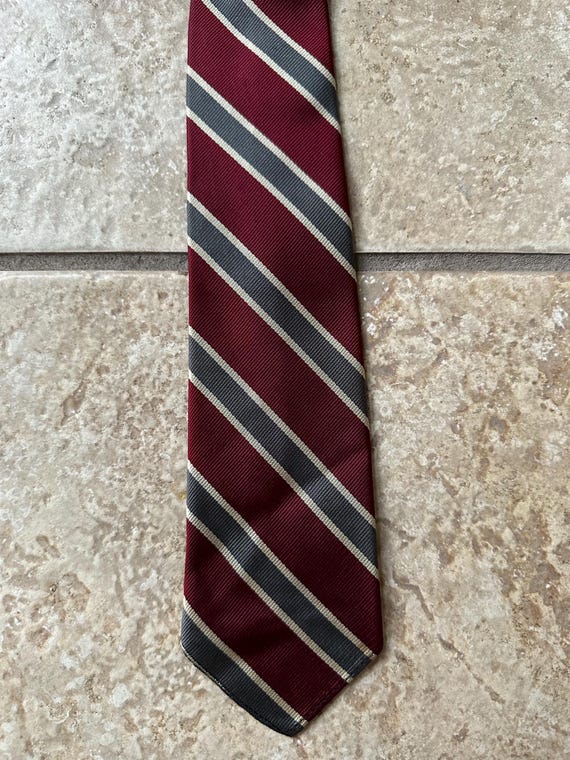 1960s BROOKS BROTHERS Red Regimental Striped Silk Rep… - Gem