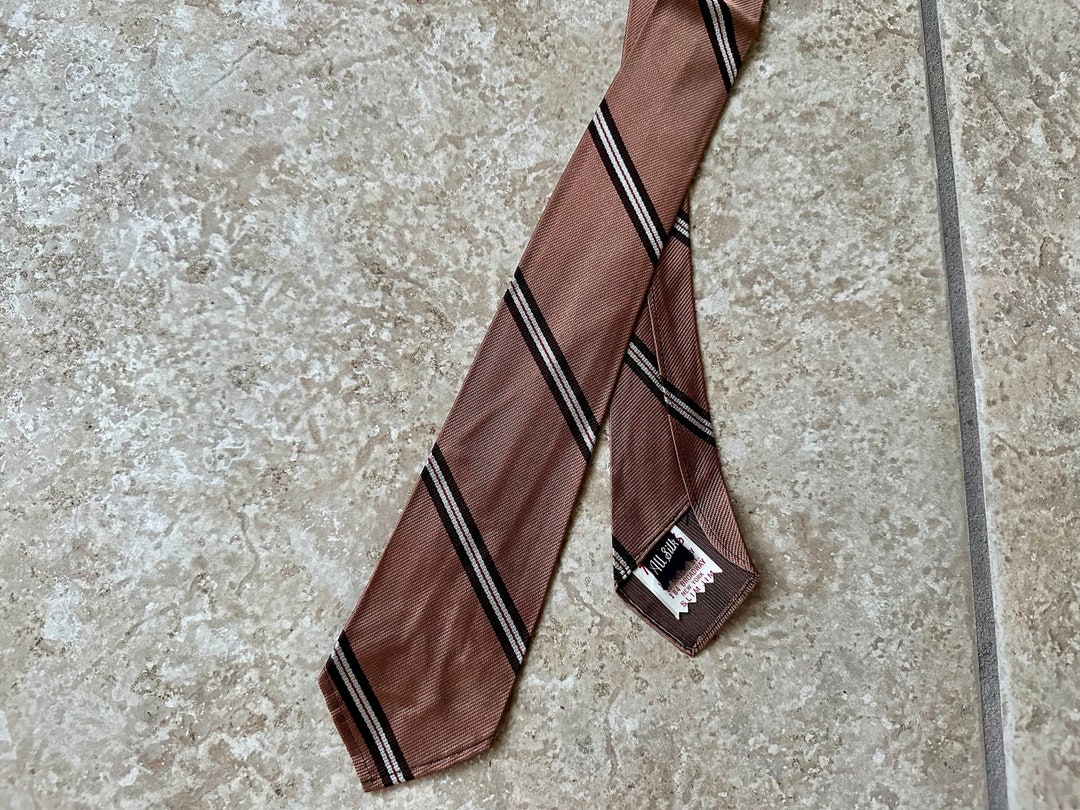 1960s Light Brown Regimental Striped Silk Repp Tie Ivy League Trad Untipped - Etsy