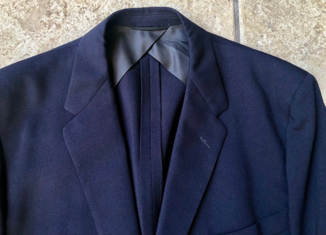 1960s PALM BEACH Navy Blue Springweave Worsted Wool Sport Coat | 43 44 ...