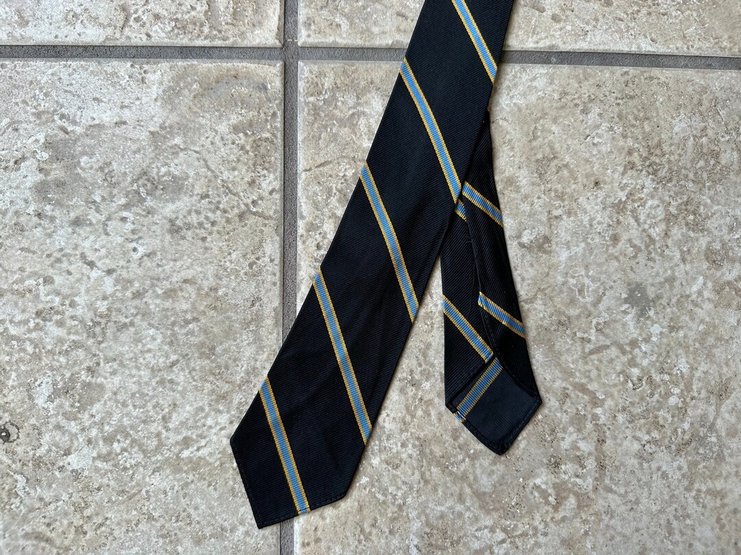 1960s Blue & Yellow Regimental Striped Silk Repp Tie | BANCROFT Ivy ...