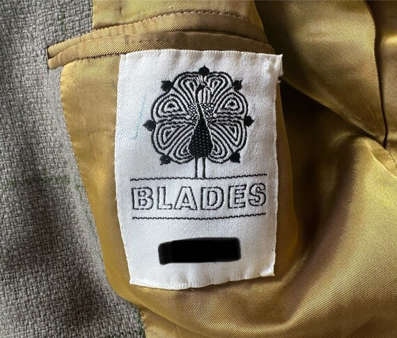 1970s BLADES Olive Green Windowpane Hopsack Tweed Bes… - Gem