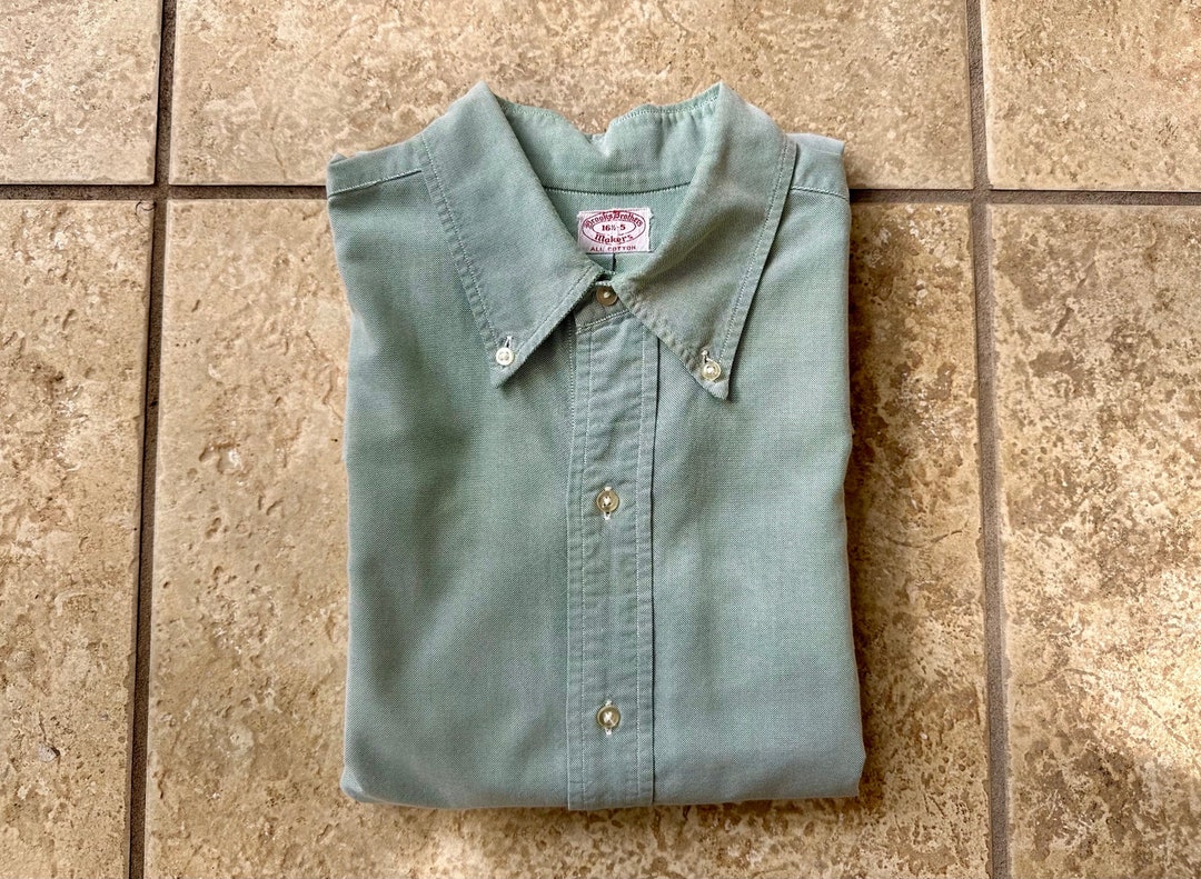 1950s BROOKS BROTHERS Pale Green Oxford Cloth Button Down Shirt | 16.5 ...