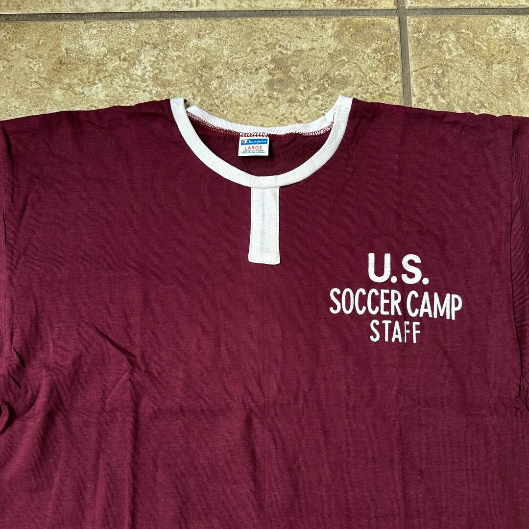 Deadstock 1970s CHAMPION Maroon Cotton Ringer T Shirt | Small / Medium ...