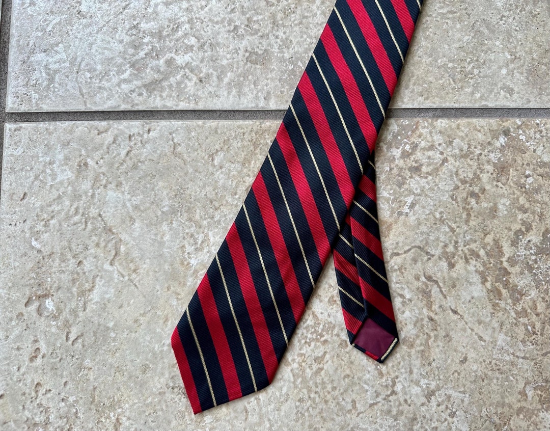 Vintage Red & Black Regimental Striped Silk Repp Tie | Ivy League Trad - Etsy