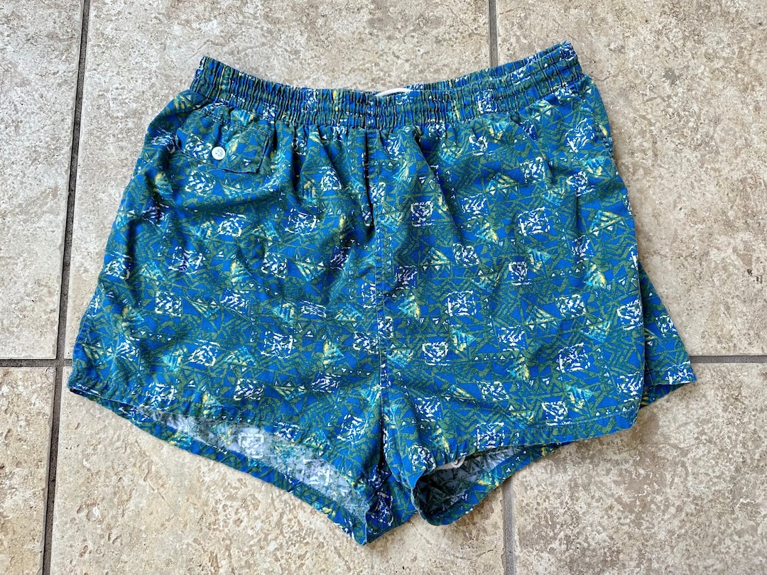 1960s GOLDEN BRENT Blue & Green Cotton Swim Trunks | Medium / Large ...