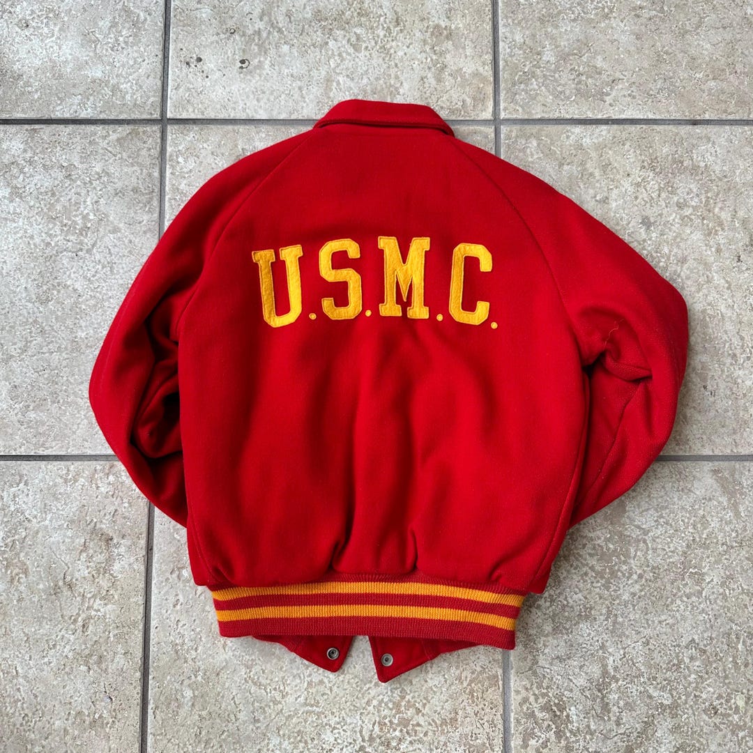 1960s USMC Red & Yellow Wool Bomber Jacket | Small | United States ...