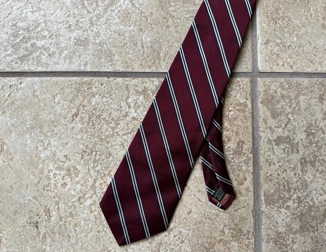 Vintage Red & Navy Blue Regimental Striped Silk Repp Tie | BERT PULITZER Ivy League Trad - Etsy