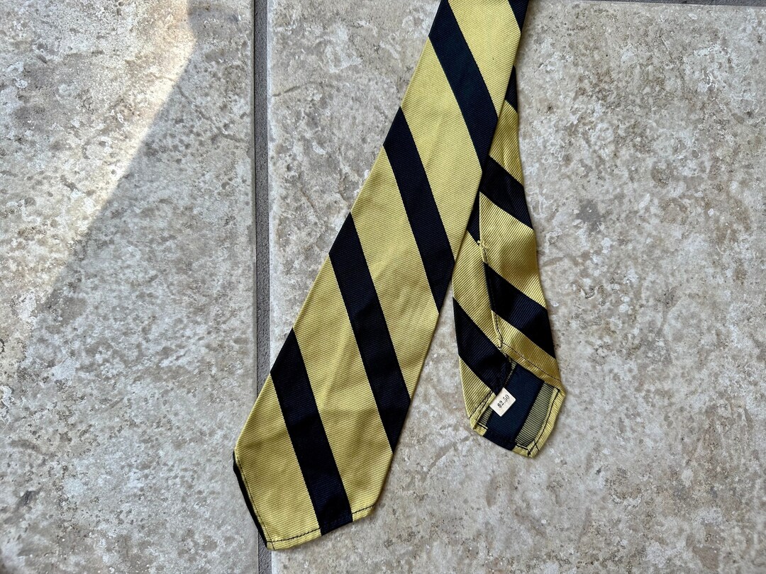 1950s Gold & Black Regimental Striped Silk Repp Tie CUSTOM SHOP Ivy ...