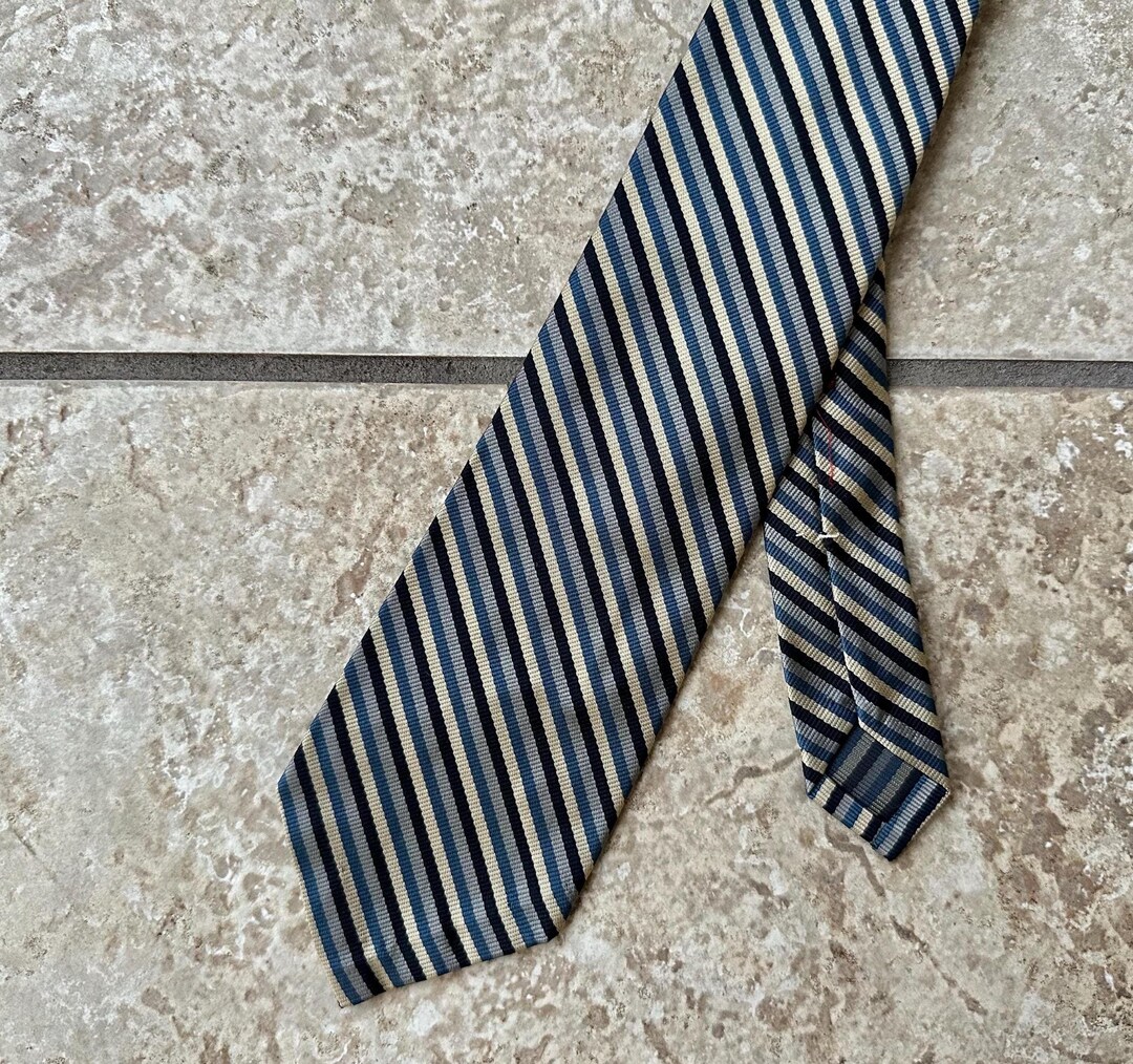 Vintage Blue Regimental Striped Silk Repp Tie | Untipped Ivy League Trad - Etsy