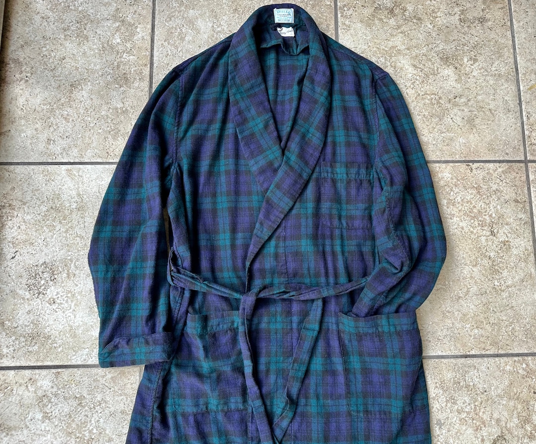 1960s Black Watch Tartan Plaid VIYELLA Wool Cotton Robe | Medium ...