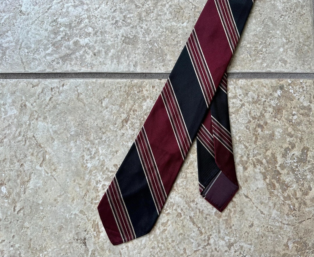1960s Red & Black Regimental Striped Silk Repp Tie | Untipped Ivy League Trad - Etsy