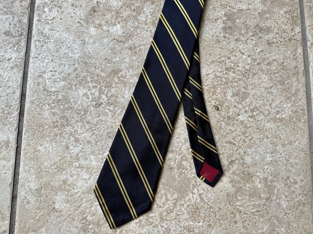 1970s Black & Yellow Regimental Striped Silk Repp Tie | VAN BOVEN Ivy ...