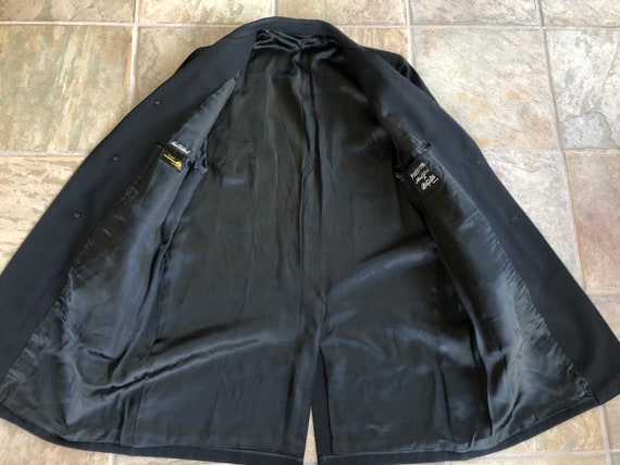 1960s Black Cavalry Twill Wool Sack Overcoat Jacket |… - Gem