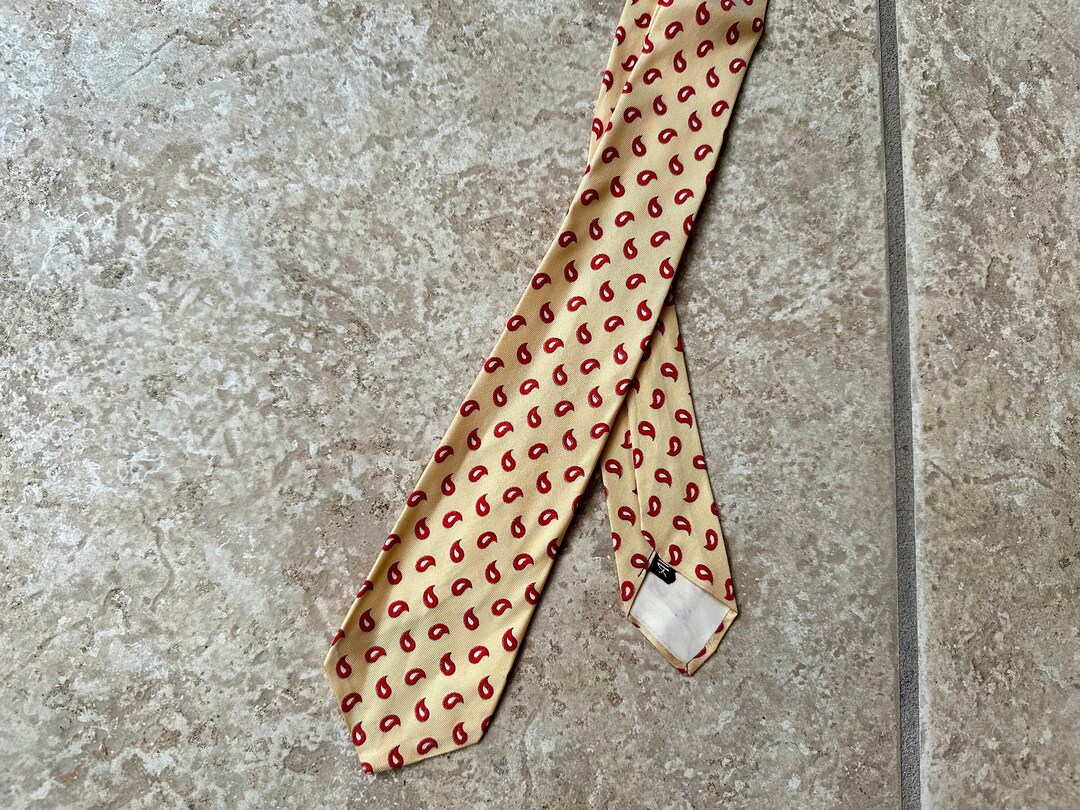 1960s Yellow & Red Paisley Print Silk Foulard Tie Ivy League Trad - Etsy