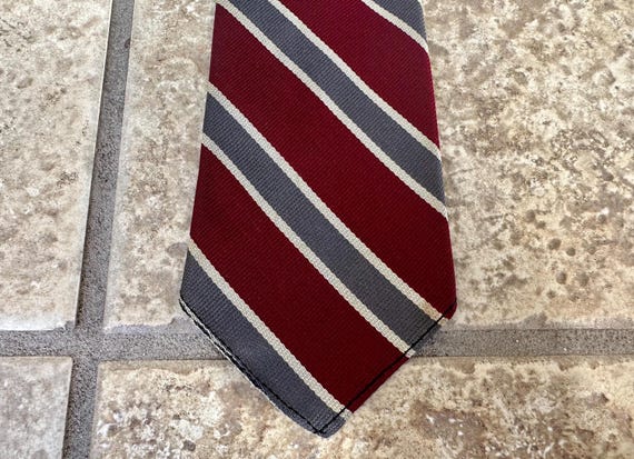 1960s BROOKS BROTHERS Red Regimental Striped Silk Rep… - Gem