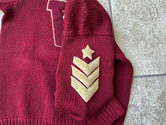 1950s Red Wool Crewneck Varsity Sweater | Extra Small… - Gem