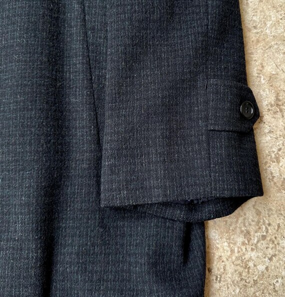 1960s Dark Green & Blue Plaid Tweed Wool Overcoat | 4… - Gem