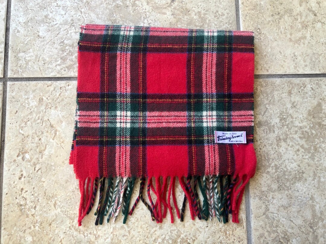 Vintage TRIMINGHAMS Red Tartan Plaid Lambswool Scarf | Frayed Ends Ivy ...