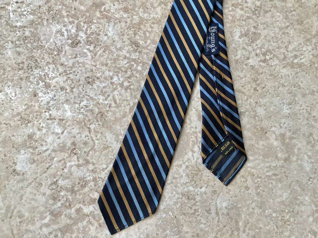 1960s Blue & Gold Regimental Striped Silk Repp Tie Douglas - Etsy