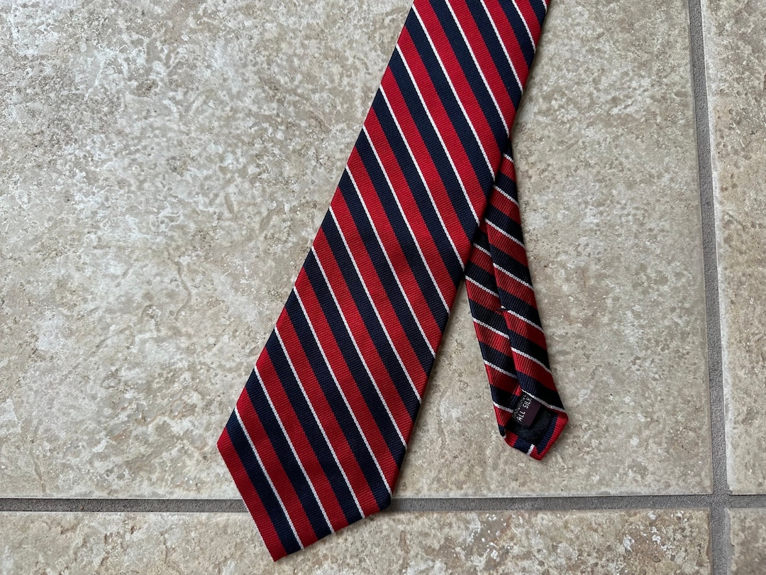 Vintage Red & Navy Blue Regimental Striped Silk Repp Tie | ASHFORD BROOKS Ivy League Trad - Etsy