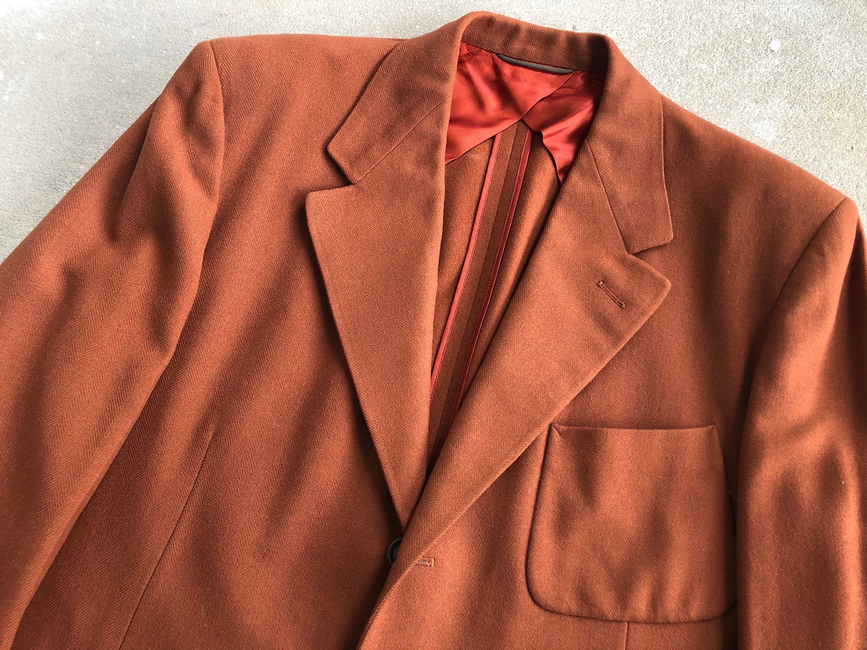 1940s CURLEE Flannel Wool Herringbone Rust Sport Coat 40 42 | Etsy