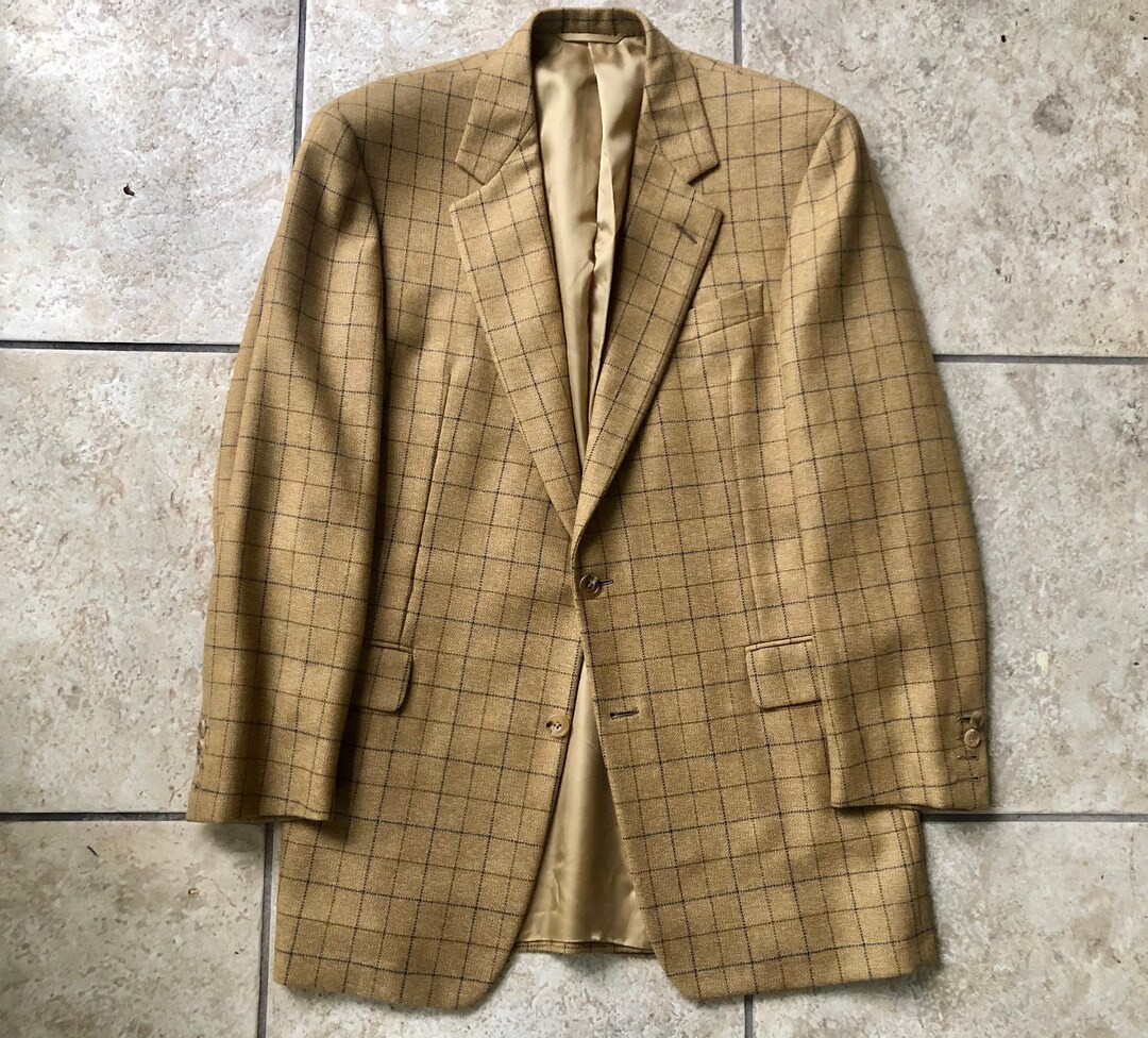 Vintage HICKEY FREEMAN Gold Windowpane Plaid Sport Coat 41 - Etsy