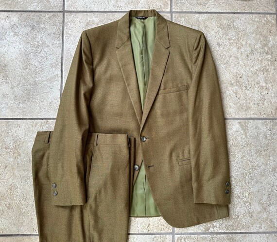 1960s Golden Brown & Red Plaid Worsted Wool Suit | 39… - Gem